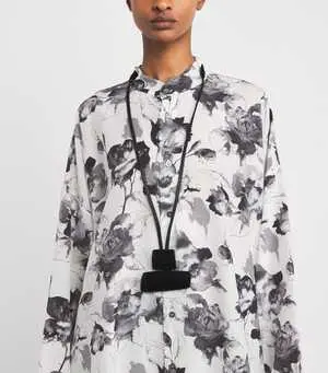 Eskandar Silk Floral Longline Shirt