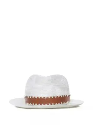Eleventy Whipstitch-detail Fedora Hat - White