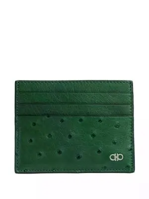 FERRAGAMO Gancini Ostrich Coin Purse - Green