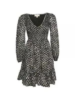 Michael Kors Broderie Anglaise Smocked Mini Dress - Black