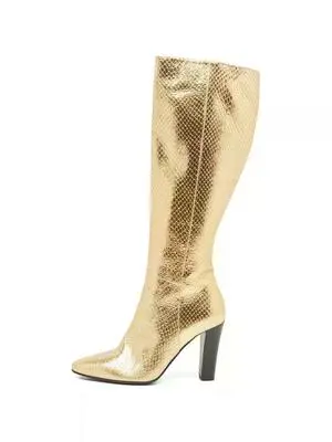 Saint Laurent Python-embossed Knee-high Boots