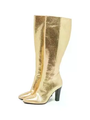 Saint Laurent Python-embossed Knee-high Boots