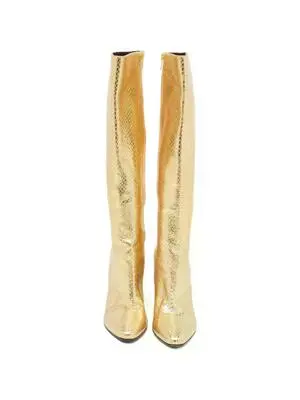 Saint Laurent Python-embossed Knee-high Boots