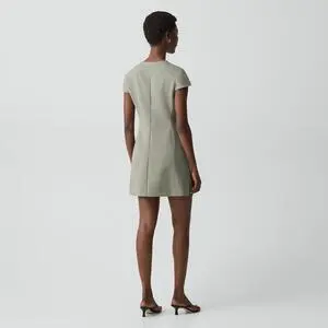 Theory Zip Mini Dress In Wool Gabardine
