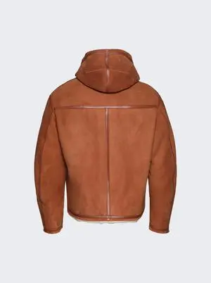THE ELDER STATESMAN Shearling Hoodie Jacket - Camel