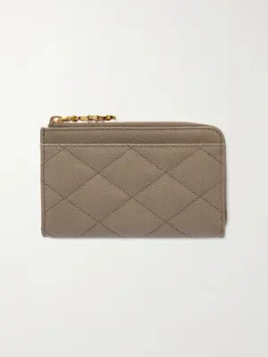 Saint Laurent Quilted Textured-leather Wallet - Brown