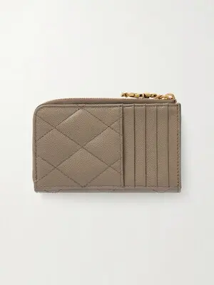 Saint Laurent Quilted Textured-leather Wallet - Brown