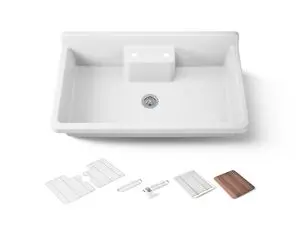 KOHLER Farmstead 45" Top-/wall-mount Single-bowl Workstation Farmhouse Kitchen Sink - One-color