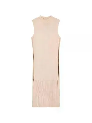 Armani Exchange Ribbed Sleeveless Midi Dress - Neutrals