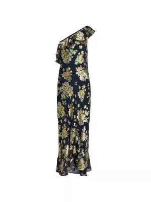 Rixo Floral-print Maxi Dress With Ruffle Detail - Blue