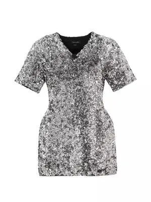 Marc Jacobs Sequin-embellished V-neck Mini Dress - Silver
