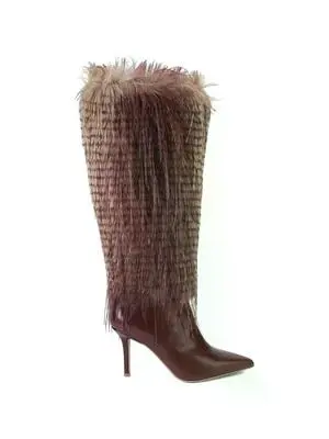Kurt Geiger Stiletto Heel Boots With Feather Trim