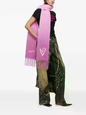 Acne Studios Logo Fringed Scarf - Pink