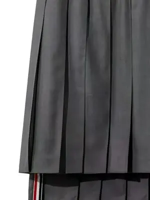 Thom Browne Pleated Midi Skirt With Signature Stripe Trim