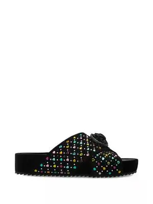 Kurt Geiger Embellished Cross-strap Flat Sandals - Black