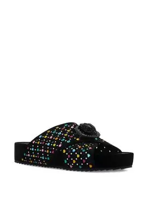 Kurt Geiger Embellished Cross-strap Flat Sandals - Black