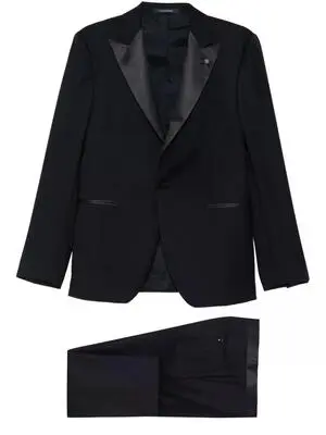 Tagliatore Satin-trim Suit - Black