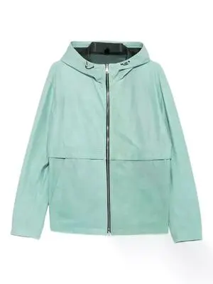 Tagliatore Hooded Leather Jacket - Green