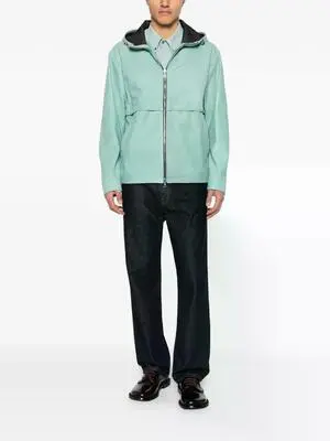 Tagliatore Hooded Leather Jacket - Green