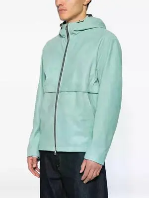 Tagliatore Hooded Leather Jacket - Green