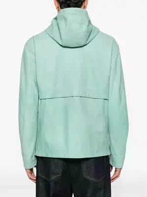 Tagliatore Hooded Leather Jacket - Green