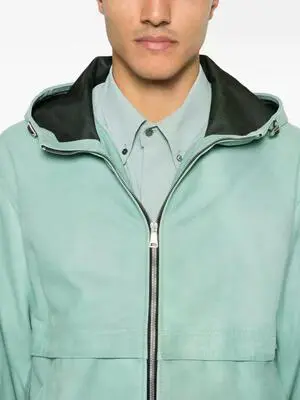 Tagliatore Hooded Leather Jacket - Green