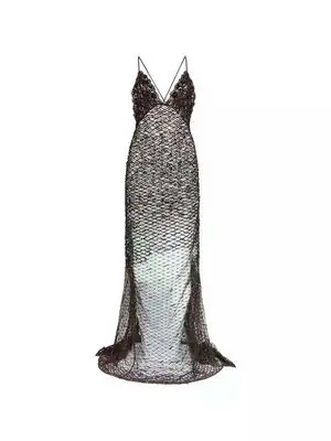 Dsquared2 Embroidered Net Maxi Dress