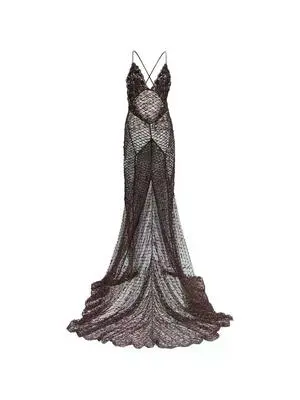 Dsquared2 Embroidered Net Maxi Dress