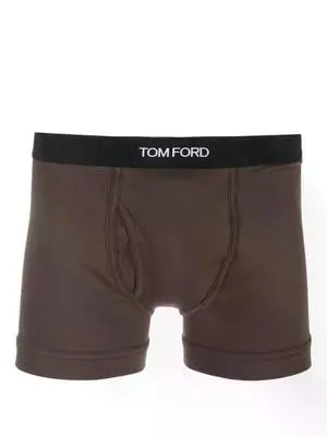 TOM FORD Logo-waistband Cotton Boxers - Brown