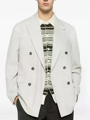 Tagliatore Double-breasted Blazer With Peak Lapels - Grey