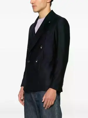 Tagliatore Dark Double-breasted Blazer - Blue