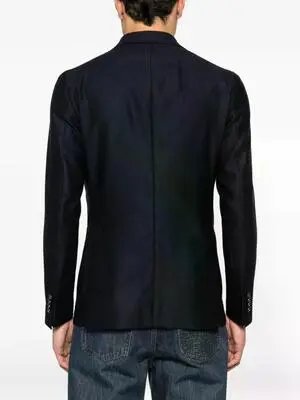 Tagliatore Dark Double-breasted Blazer - Blue