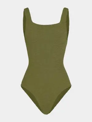 Hunza G Coverage Square Neck Swimsuit - Metallic Moss