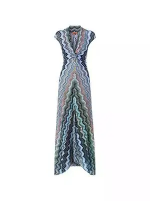 Missoni Chevron V-neck Maxi Dress - Blue