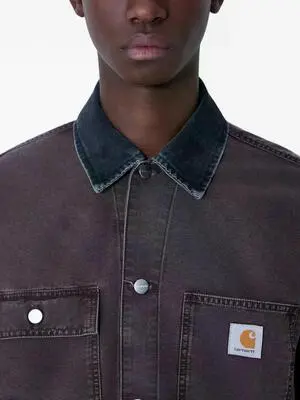 Carhartt Work In Progress Denim-collar Patch-pocket Overshirt - Blue
