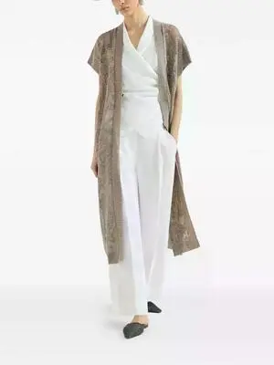 Brunello Cucinelli Sequined Mesh Cardigan - Neutrals