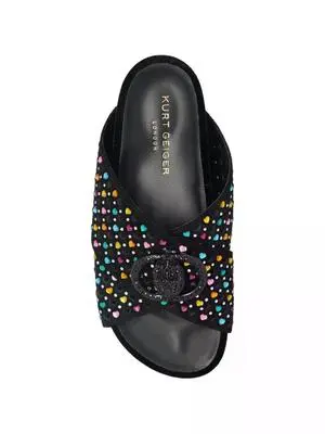 Kurt Geiger Embellished Cross-strap Flat Sandals - Black