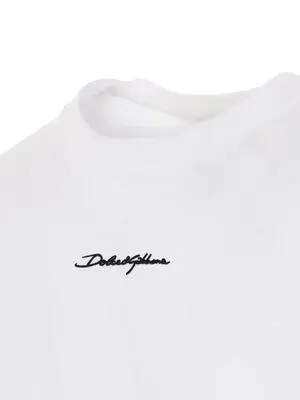 Dolce & Gabbana Logo-embroidered Crew Neck T-shirt - White