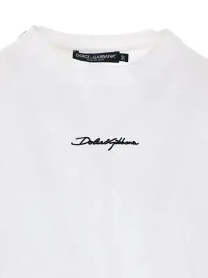 Dolce & Gabbana Logo-embroidered Crew Neck T-shirt - White