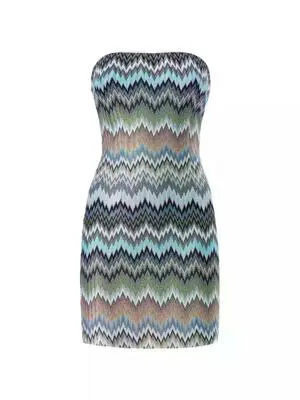 Missoni Chevron Strapless Mini Dress - Blue