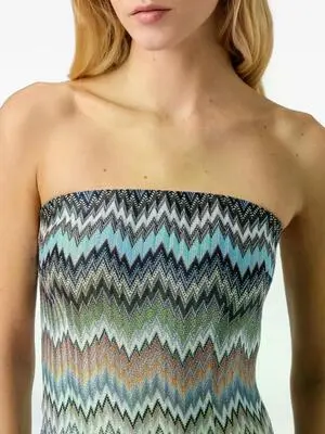 Missoni Chevron Strapless Mini Dress - Blue