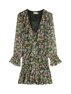 Rixo Shalyn Ruffled Floral-print Mini Dress - Black