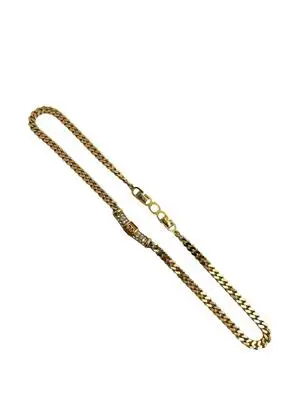 Dior Cd Logo Rhinestone Cuban Chain Link Necklace - Gold