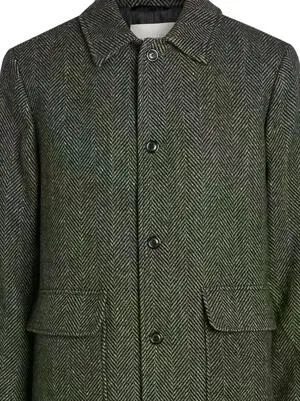 LES DEUX Maximillian Herringbone Pocket Coat - Green