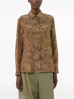 Max Mara Leopard-print Silk Shirt - Brown