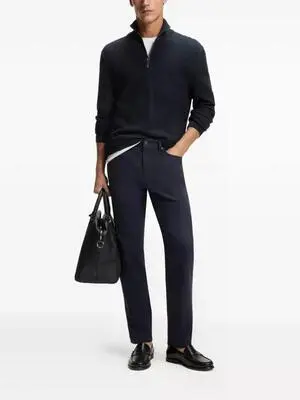 BOSS Textured Knit Half-zip Sweater - Blue