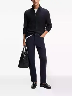 BOSS Textured Knit Half-zip Sweater - Blue