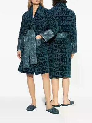 Versace Logo-pattern Belted Robe