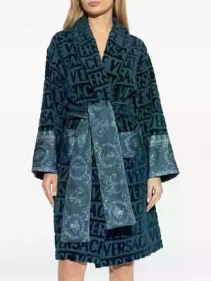 Versace Logo-pattern Belted Robe