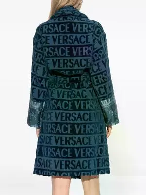 Versace Logo-pattern Belted Robe